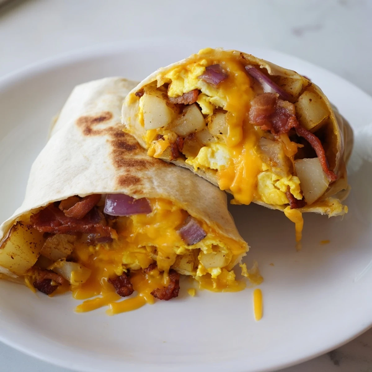 Hearty breakfast wrap with eggs and potatoes